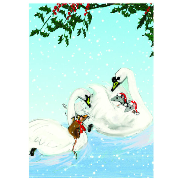 Christmas Swans Card by Julian Williams - Two Bad Mice